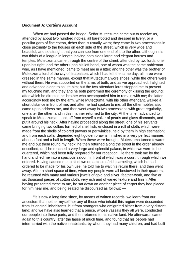 Cortés and Moctezuma's Historic Meeting | PDF | Hernán Cortés | Culture ...