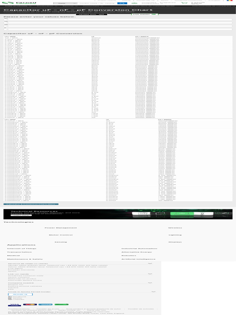 Capacitor uF-nF-pF Conversion Chart | PDF | Capacitance