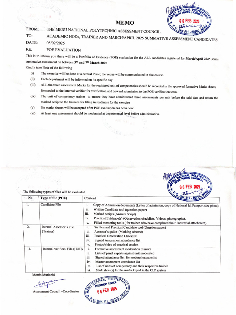 POE Memo MNP March - April 2025 | PDF