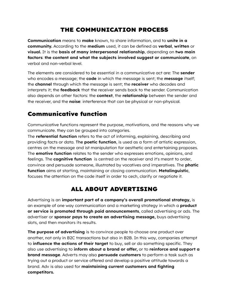 THE COMMUNICATION PROCESS | PDF | Communication | Advertising