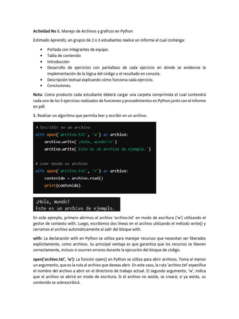Actividad No 5 Manjeo de archivos y graficos en python | PDF | Archivo de computadora | Python ...