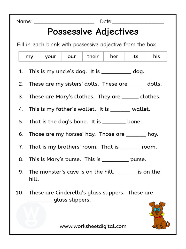 Possessive Adjectives Worksheet | PDF