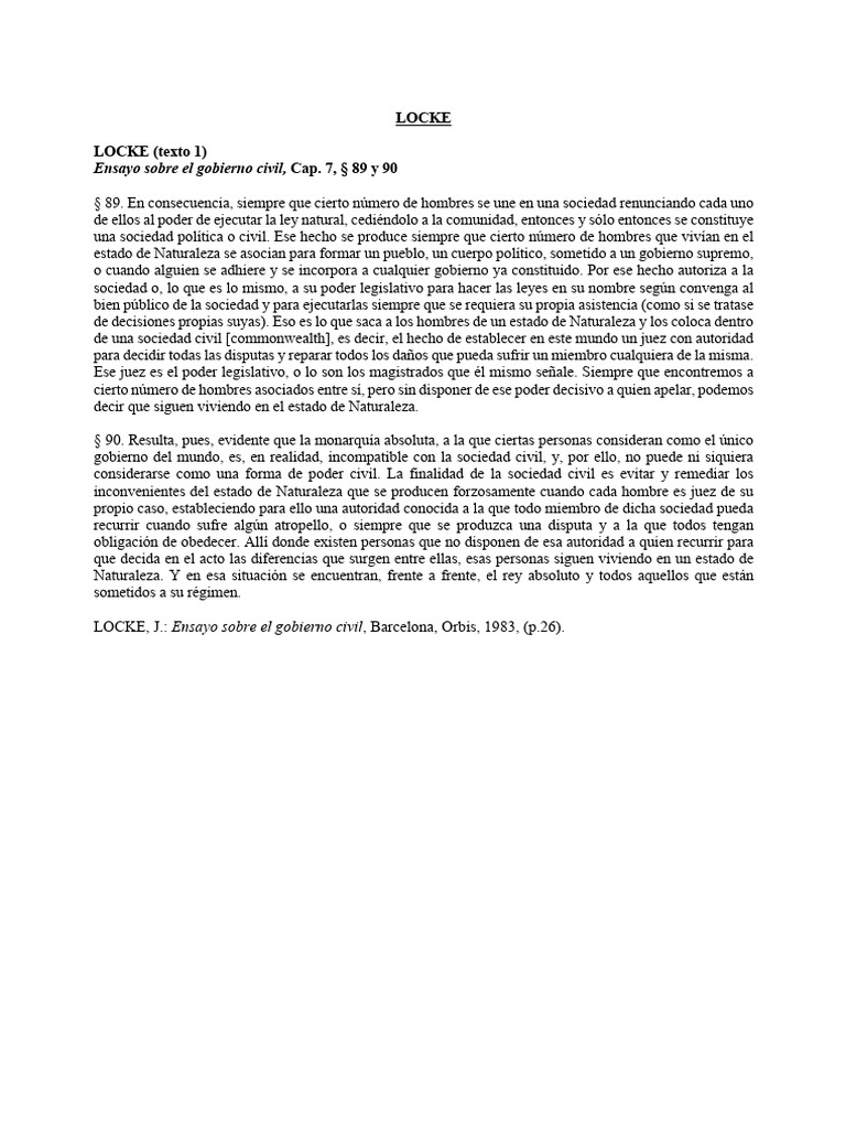 LOCKETXT | PDF | Estado (política) | John Locke