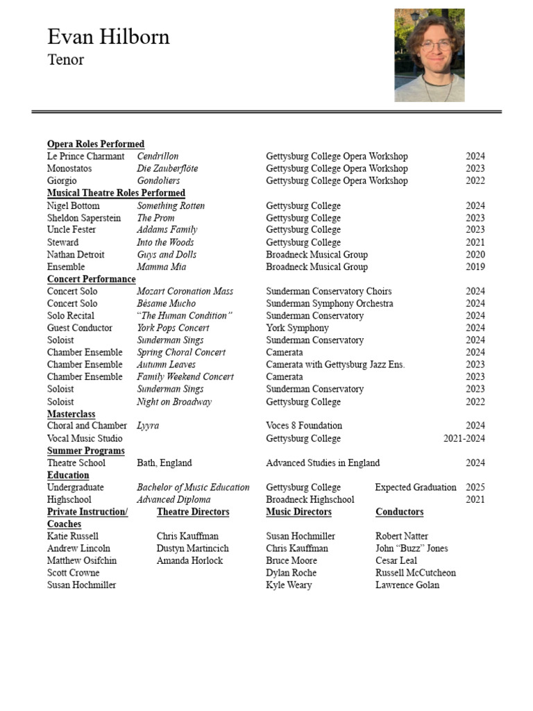 Website Professional Artist Resume | PDF | Concert | Choir