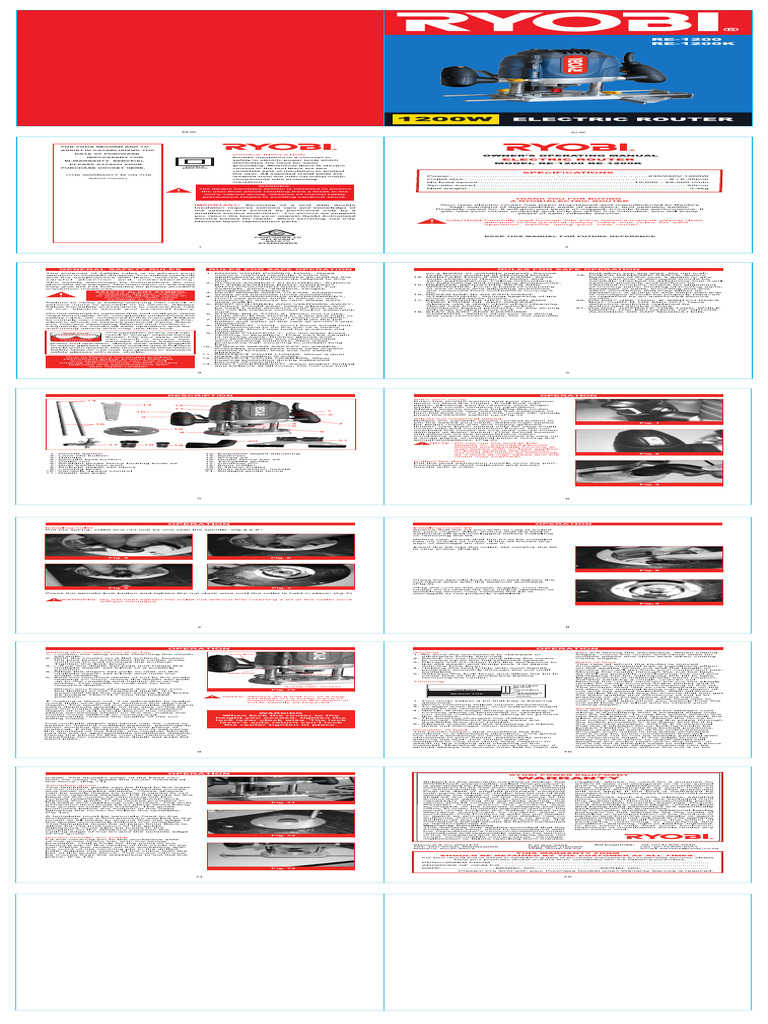 Ryobi Router RE-1200 Manual | PDF