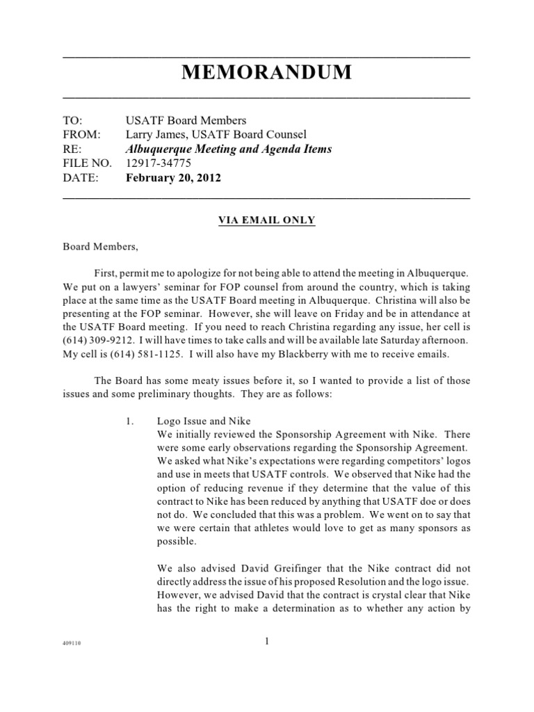 Ex. C Memo | PDF | Nike | Memorandum