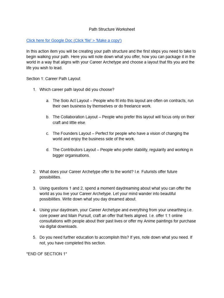 Path Structure Worksheet | PDF