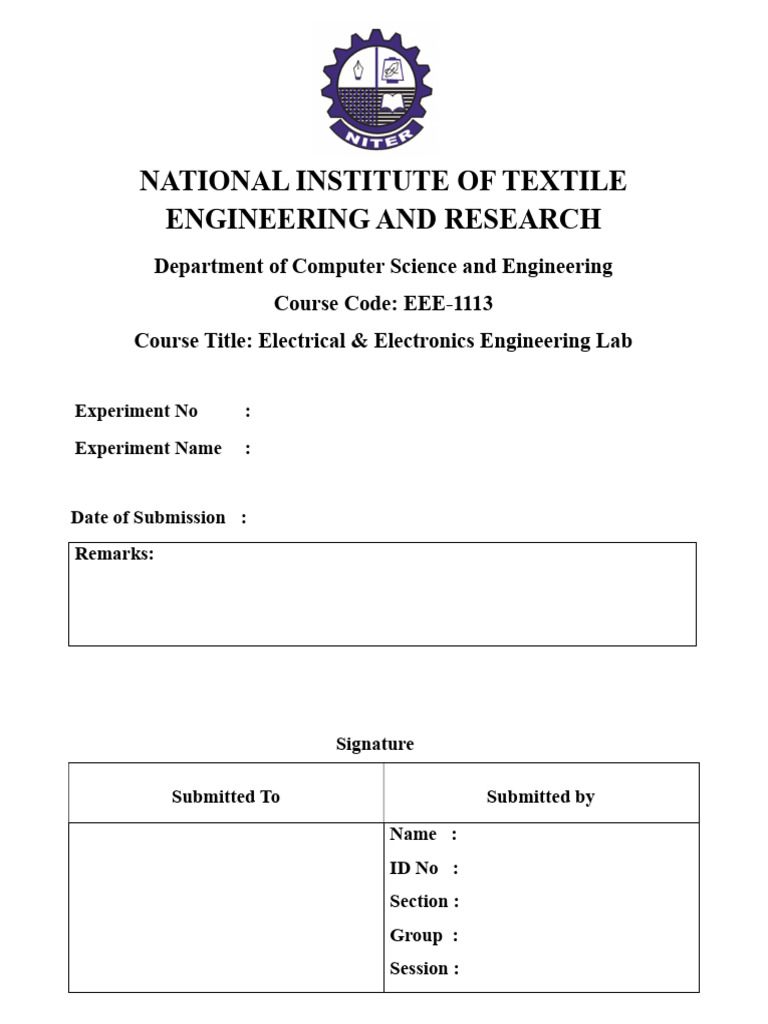 EEE Lab Report Cover Page (Updated) | PDF