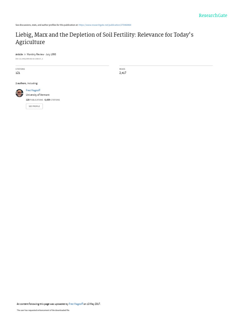 Soil Fertility Crisis: Liebig & Marx Insights | PDF | Fertilizer ...