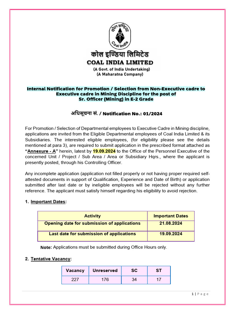CIL Promotion for Mining Executives | PDF | Government | Justice