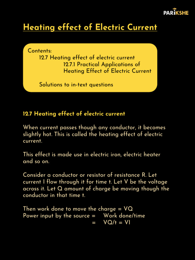 Practical Applications of Heating Effect | PDF | Electric Current ...