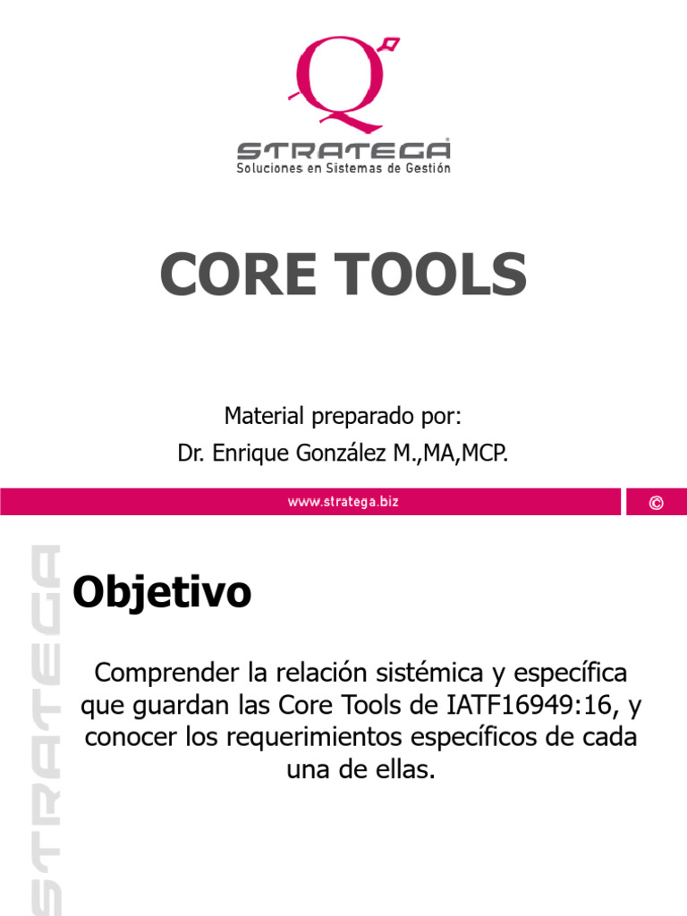 WASION CURSO CORE TOOLS. 32H | PDF | Calidad (comercial) | Diseño
