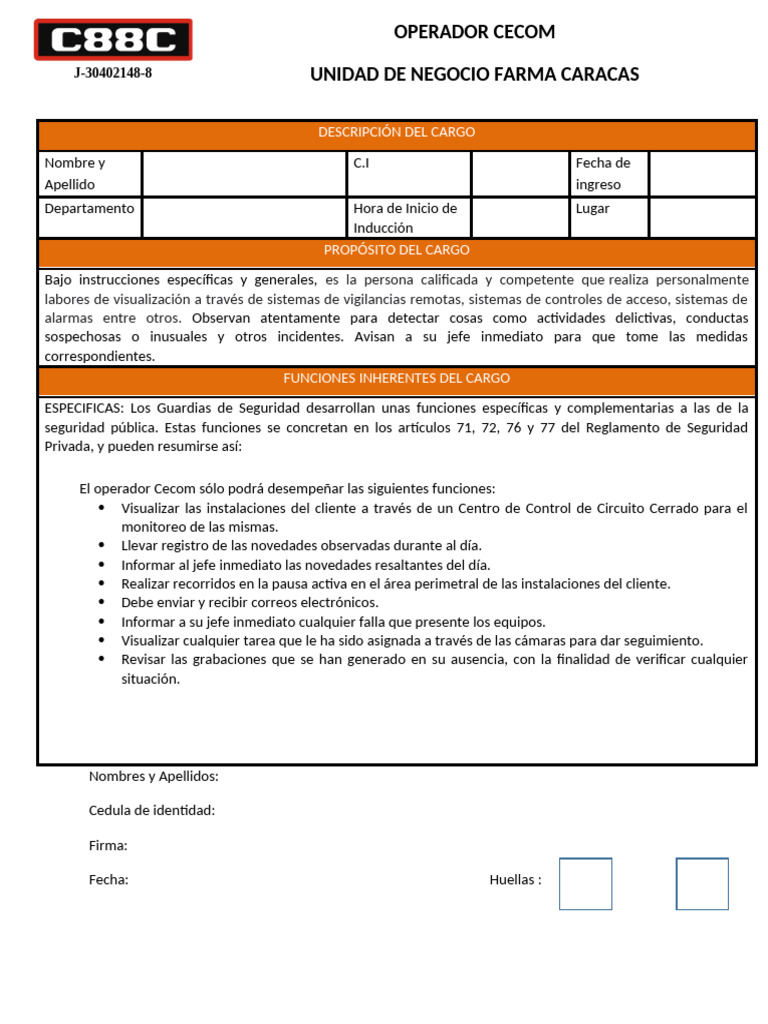 Operador CECOM: Funciones y Propósito | PDF