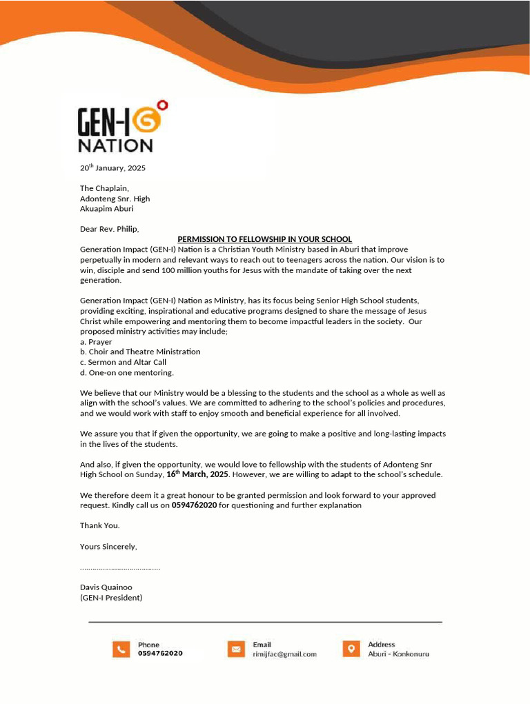 Fellowship Request for Adonteng SHS | PDF