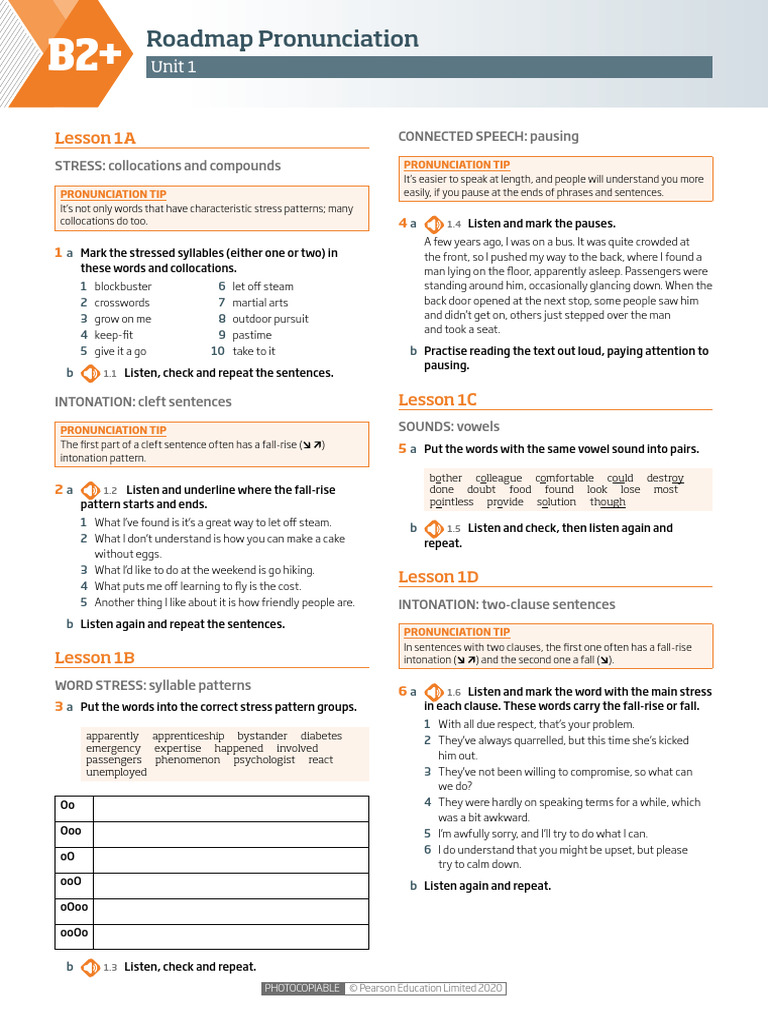 RM_B2P_Pronunciation_Worksheets | PDF | Stress (Linguistics) | Vowel