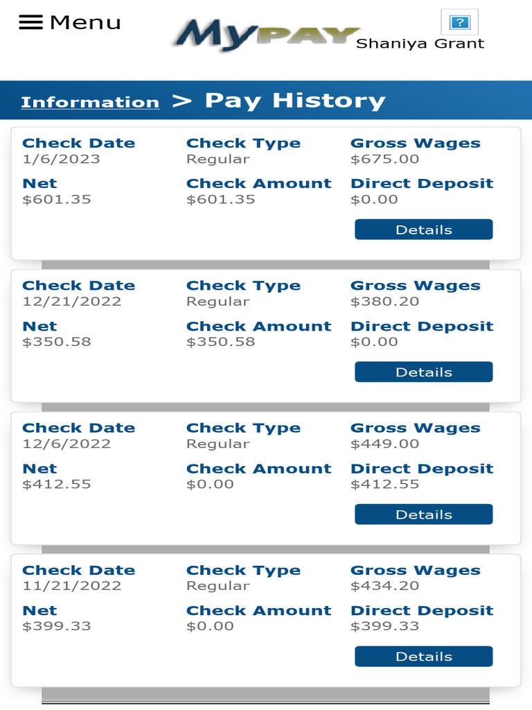 MyPay - Pay History | PDF