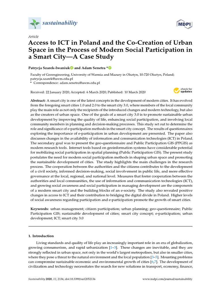 Access To ICT in Poland and The Co-Creation of Urb | PDF | Survey ...