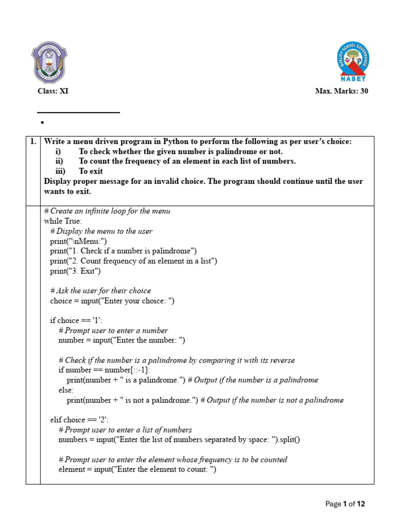 XI - IP - Model Practical Exam 2025 - Answer Key | PDF | Software Engineering | Computing