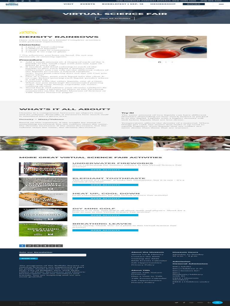 Density Rainbows - Buffalo Museum of Science | PDF | Density | Liquids