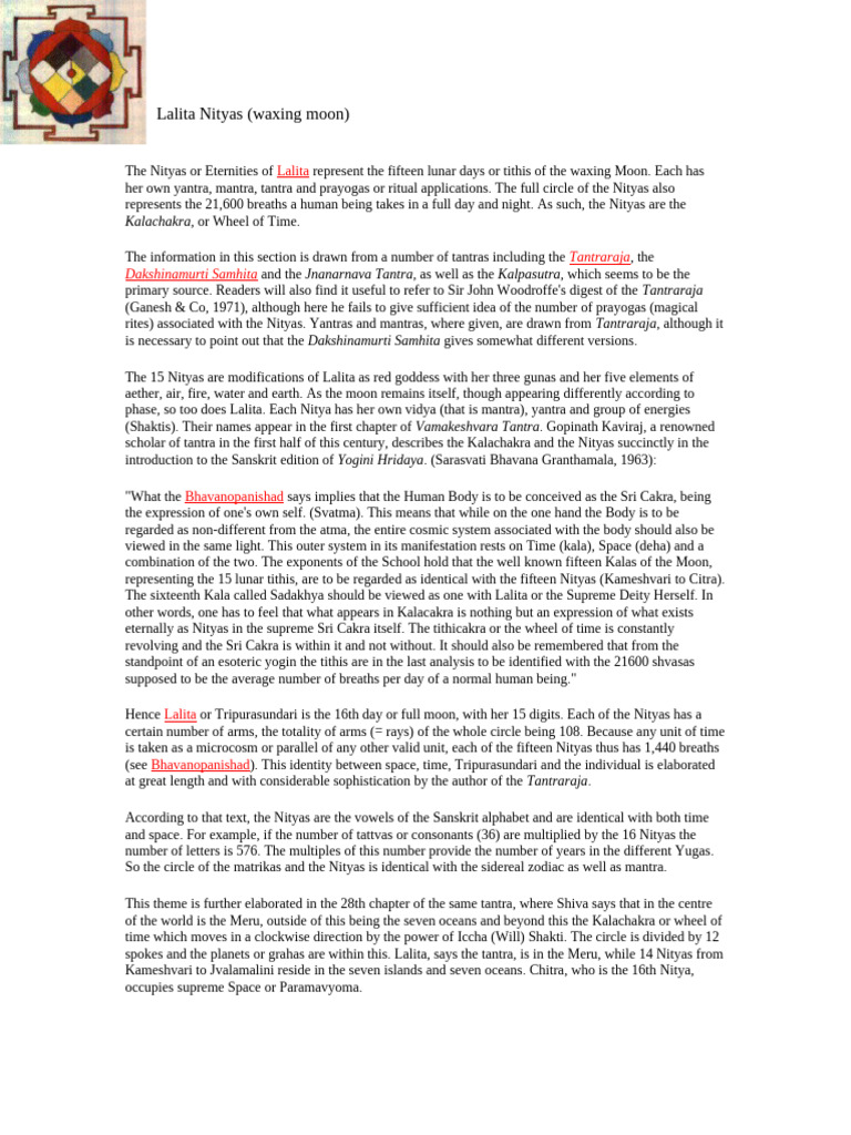 Lalita Nityas | PDF | Devi | Tantra