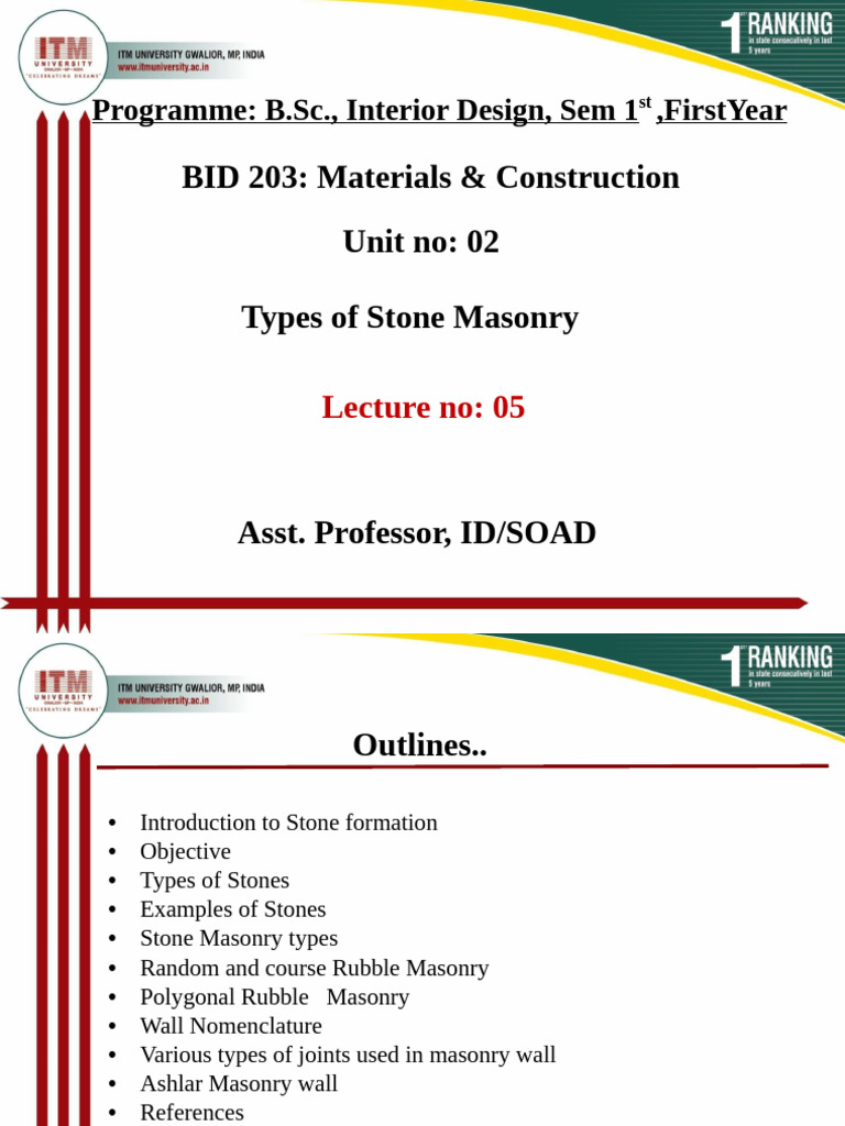 Lecture 04 - Introduction To Stone & Types Masonry | PDF | Rock ...