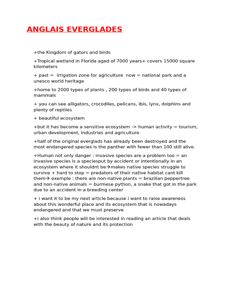Preserving the Everglades Ecosystem | PDF