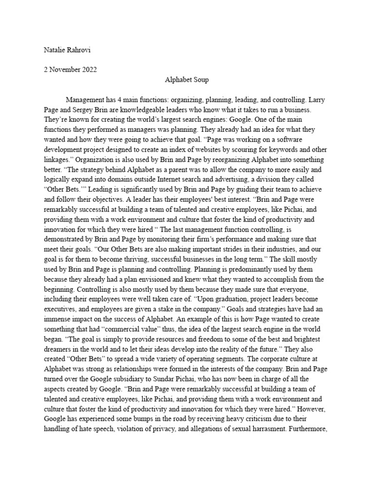 Activity Alphabet Soup PDF Alphabet Inc 
