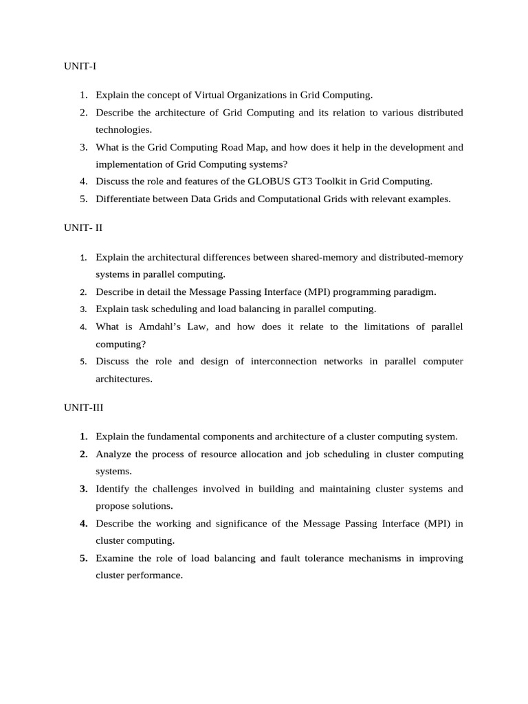 Unit Wise Questions | PDF