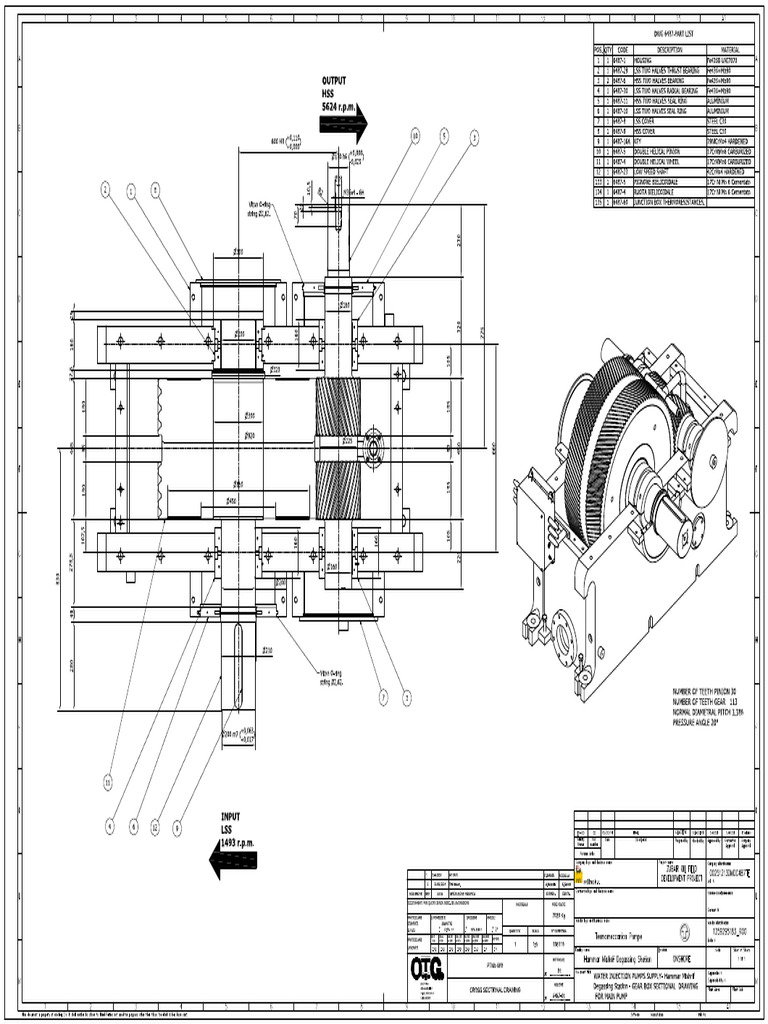 Water Injection Main Pump Drawing Gear Box Sectional Drawing ...
