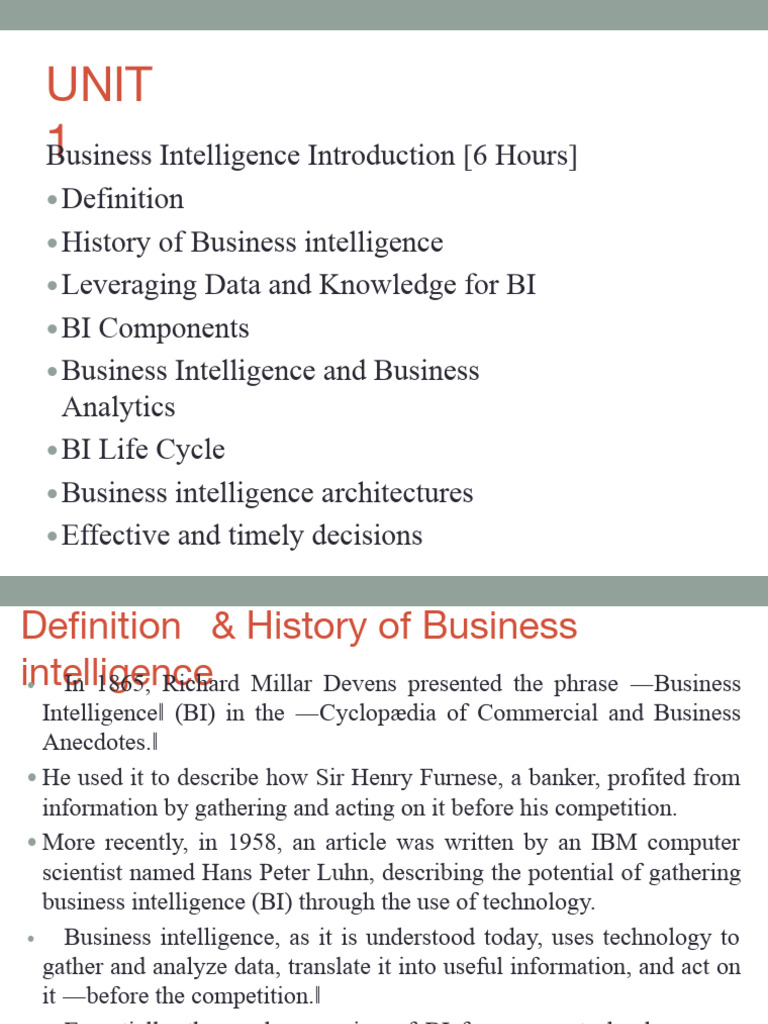 Overview of Business Intelligence Concepts | PDF | Business ...