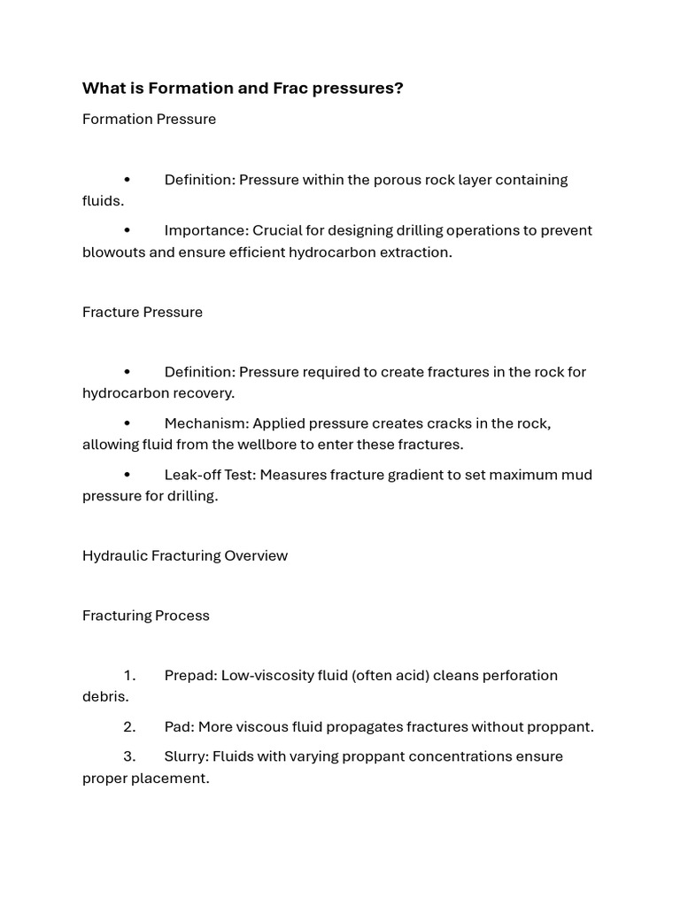 What Is Formation and Frac Pressures? | PDF | Corrosion | Casing (Borehole)