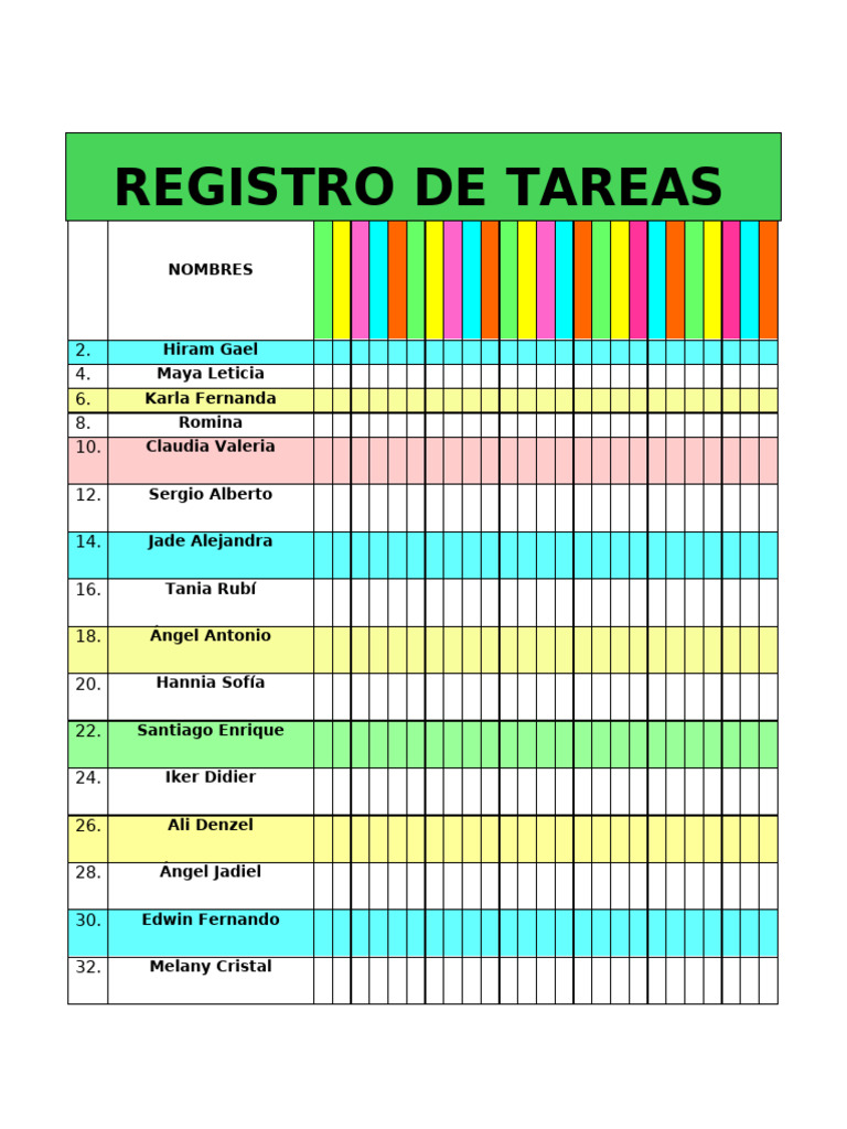 Registro de Tareas | PDF