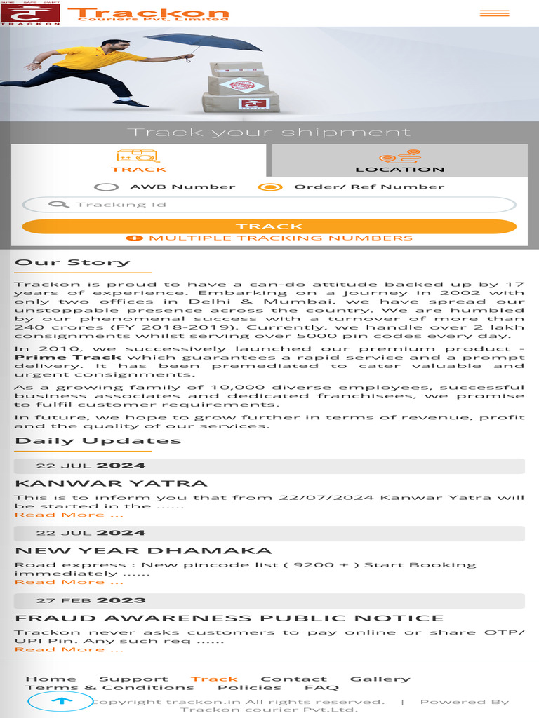 Trackon Couriers PVT - LTD | PDF