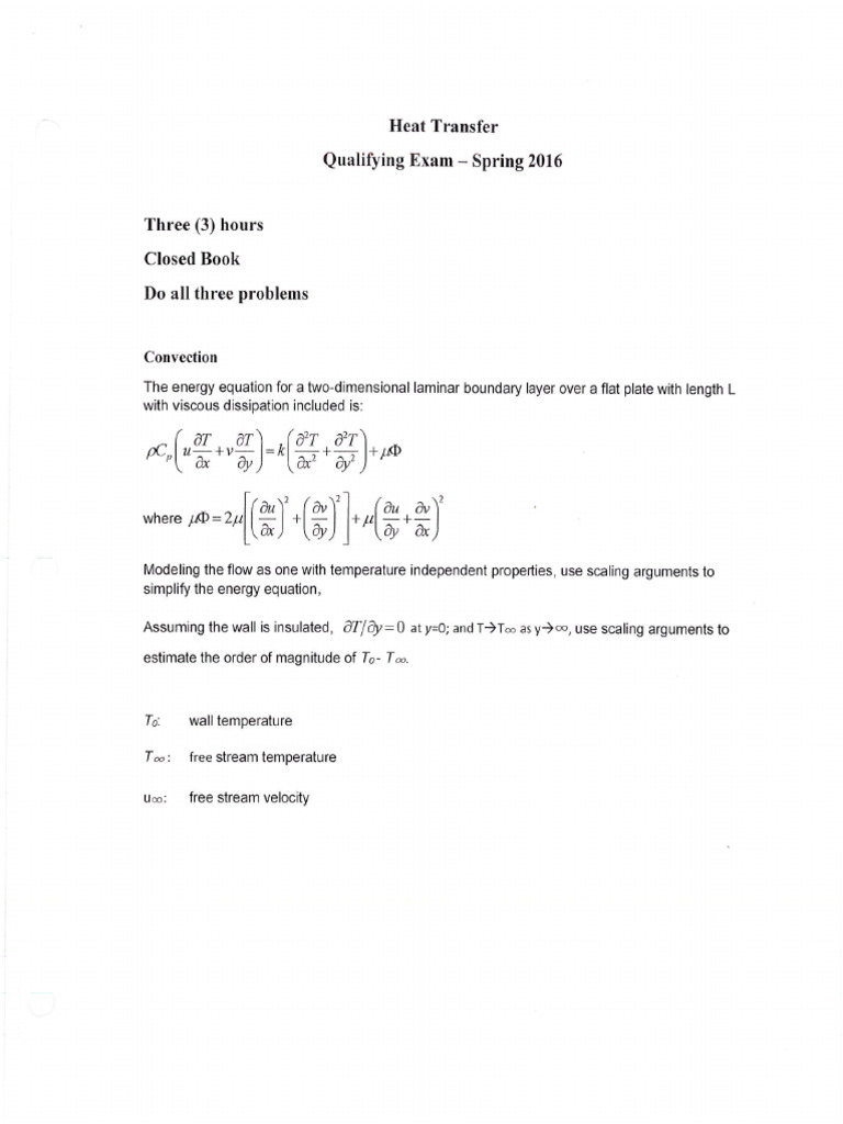 Sample Questions Heat Transfer SP 16 | PDF