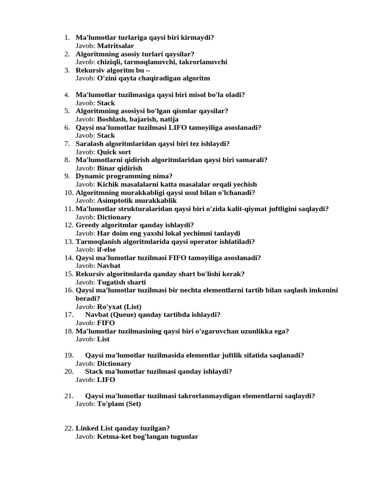 1-530 MTA Yakuniy Javob | PDF