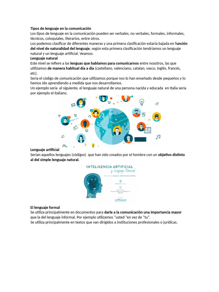 Tipos de Lenguaje en Comunicación | PDF | Comunicación | Comunicación ...