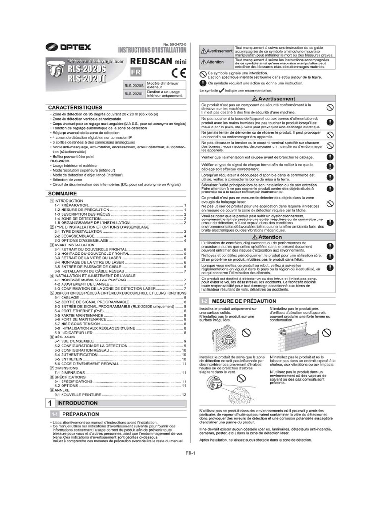 OPTEX RLS 2020.noticeinstallation FR | PDF