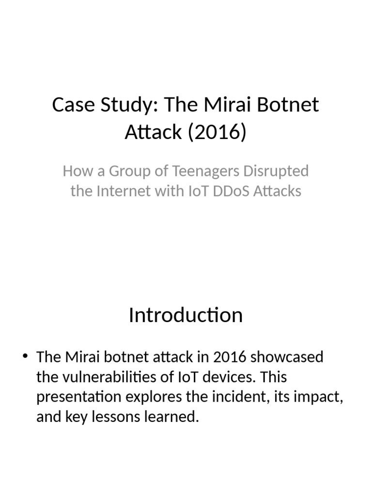 Mirai Botnet: 2016 IoT DDoS Attack Analysis | PDF