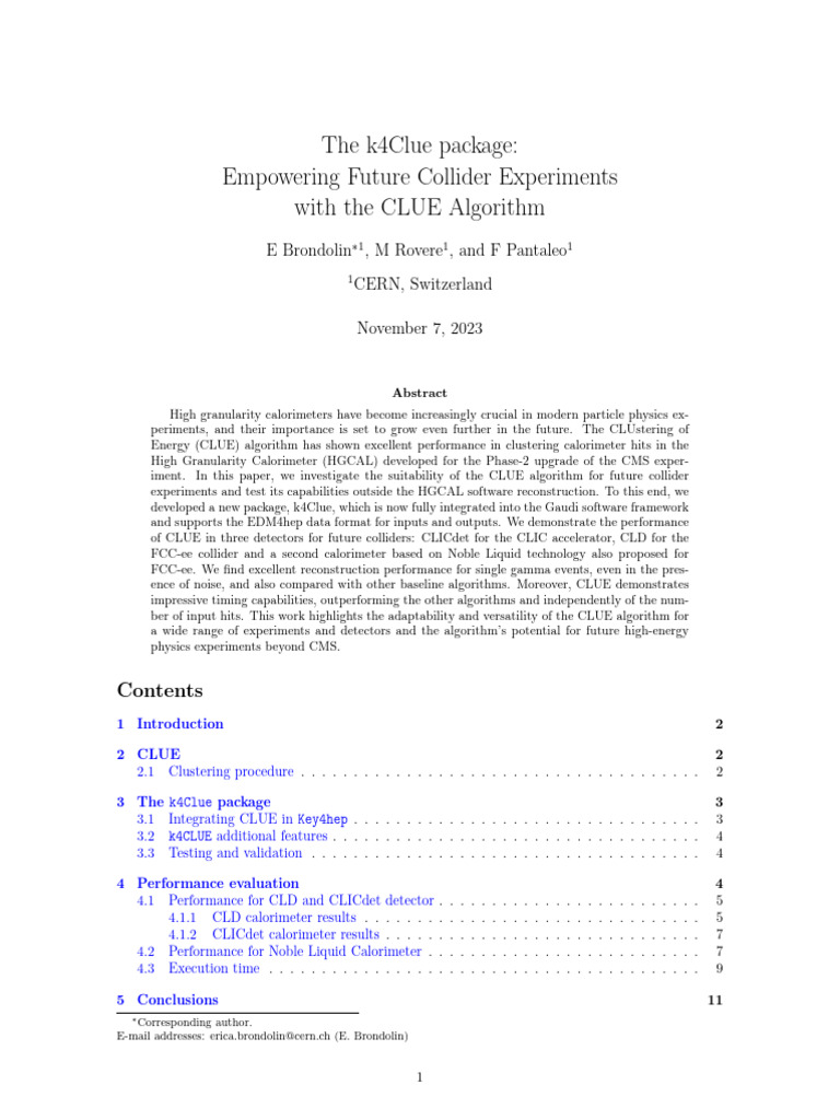 The K4clue Package: Empowering Future Collider Experiments With The ...