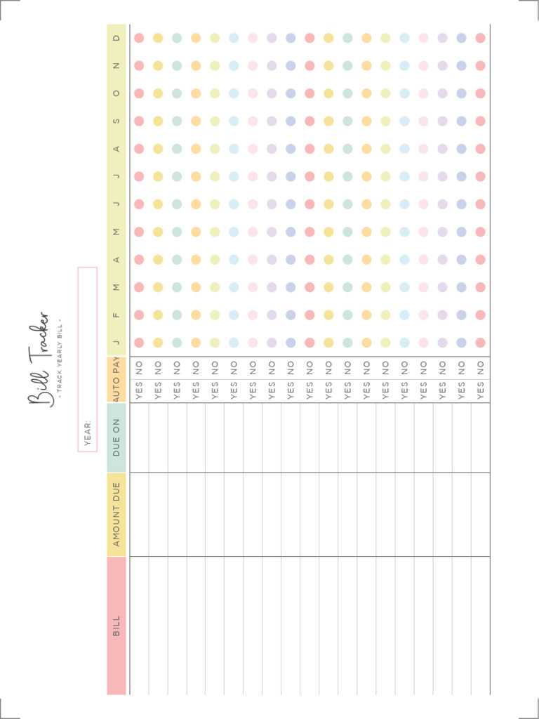 Bill Tracker Sheets - Yearly | PDF