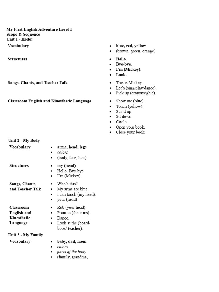 Toaz - Info My First English Adventure Level 1 PR | PDF