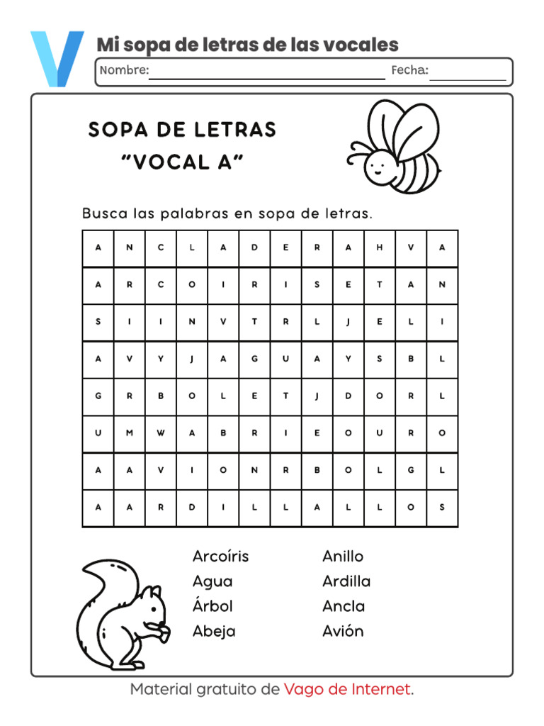 66. Mi Sopa de Letras de Las Vocales | PDF