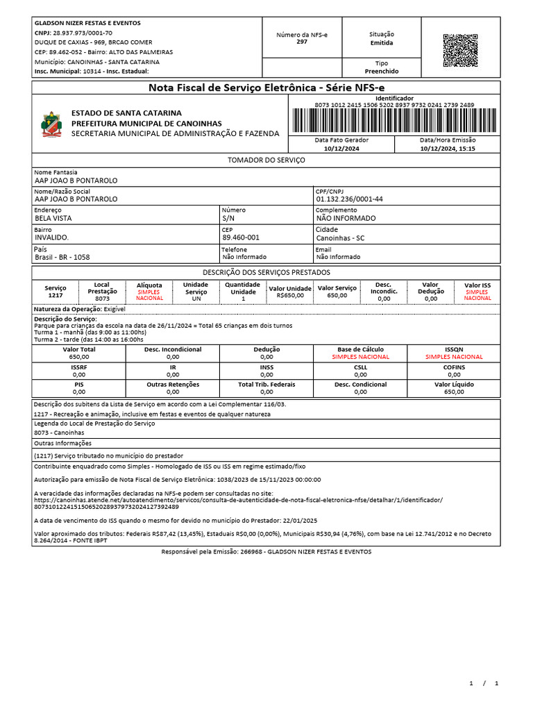 Emissão NFS-e - APP João Pontarolo | PDF | Brasil