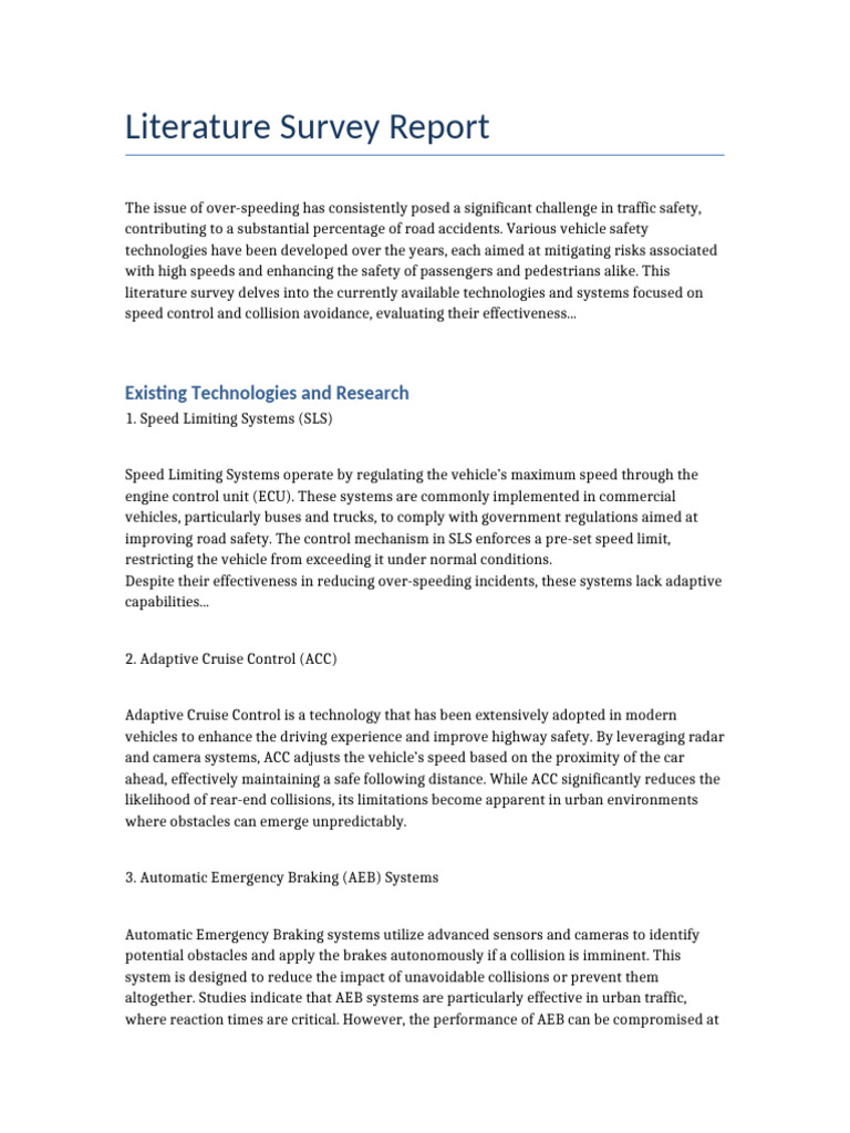 Expanded_Literature_Survey_Report | PDF | Traffic Collision | Motor Vehicle