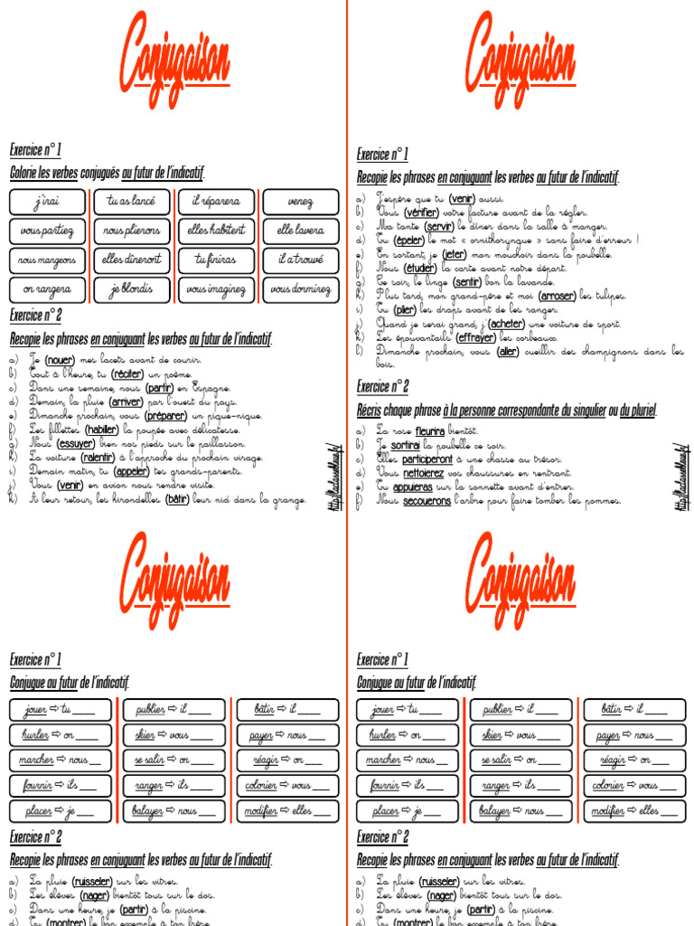 Conjugaison des verbes au futur simple | PDF | Verbe | Typologie ...