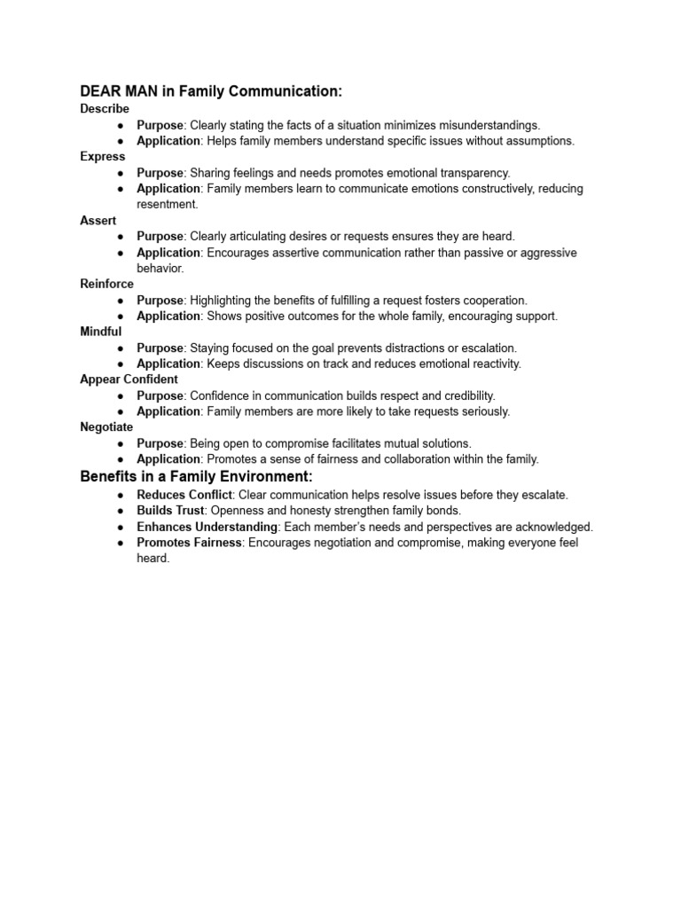 DEAR MAN in Family Communication | PDF