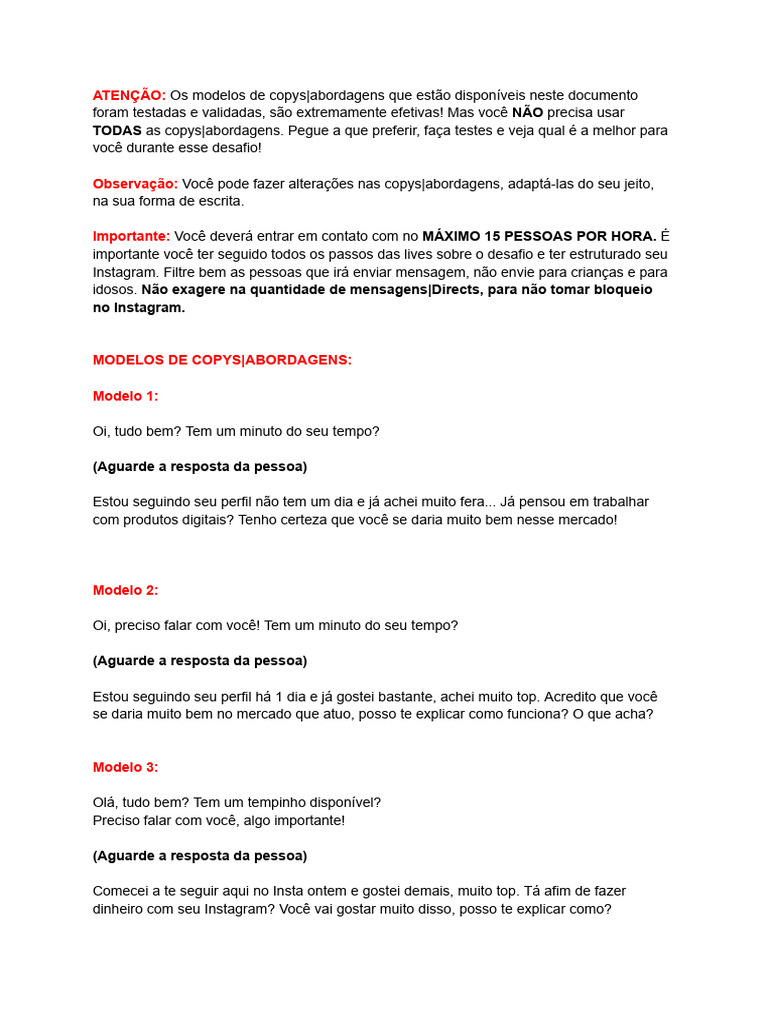 Modelos de Copys para Instagram Eficazes | PDF