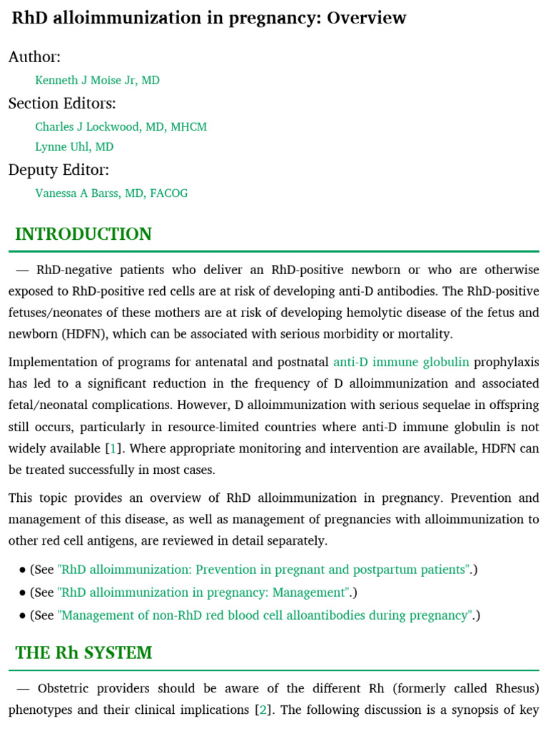 RhD Alloimmunization in Pregnancy Overview | PDF | Blood Type | Antibody
