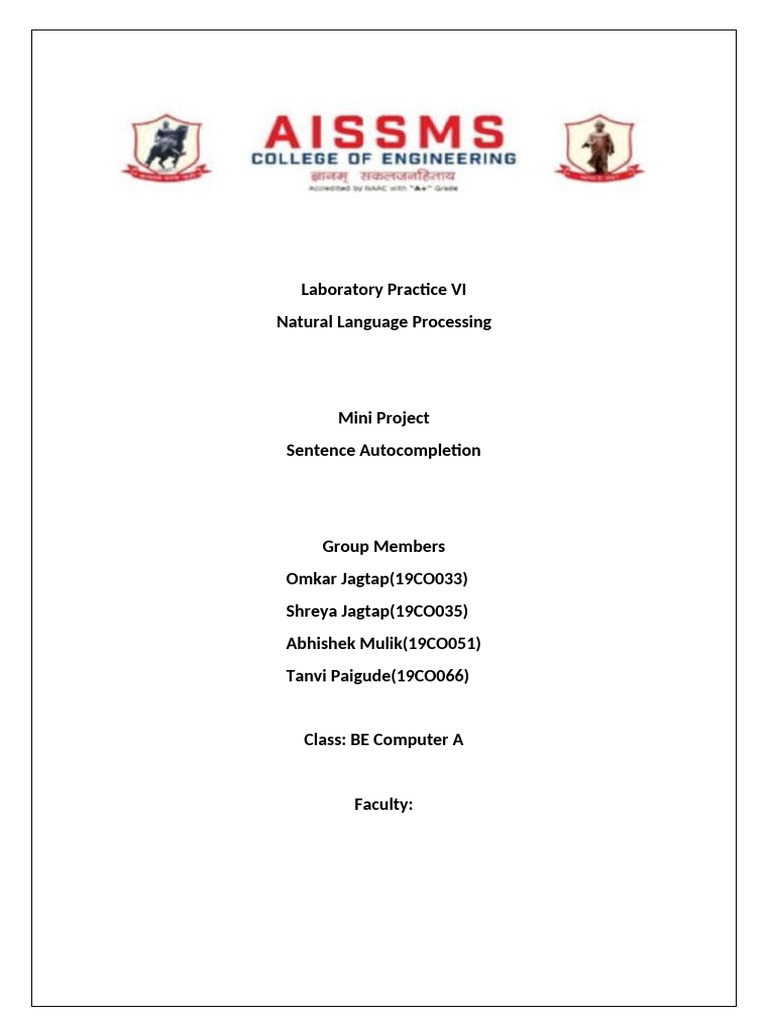 NLP Sentence Autocompletion Project | PDF | Software | Computing