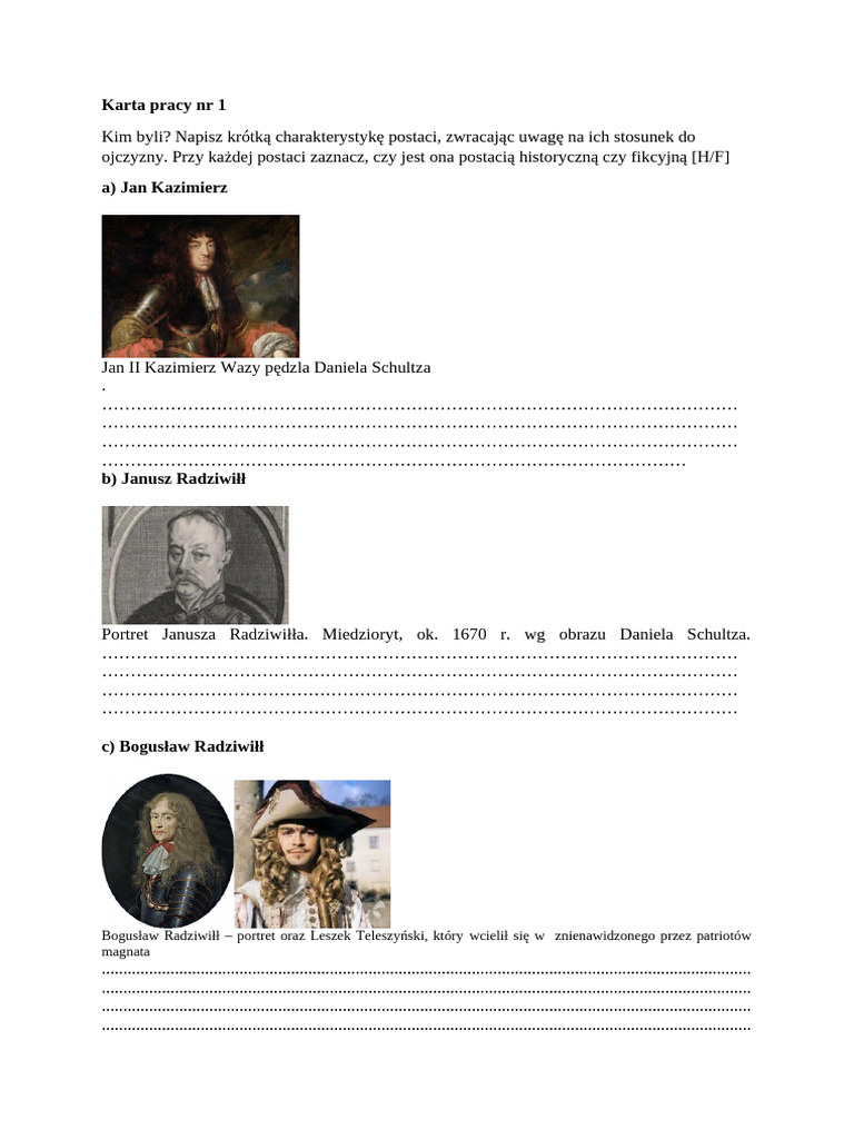 Karta Pracy NR 1 - Potop | PDF